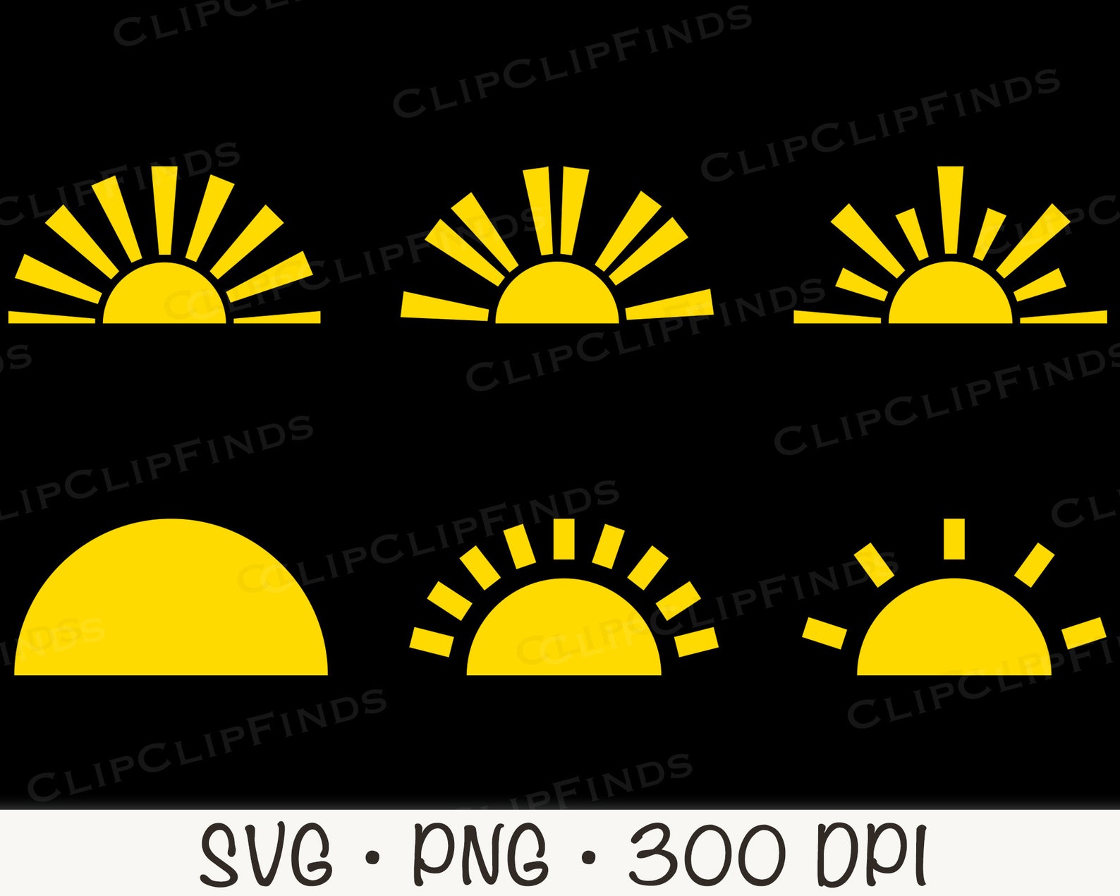 Sunshine Sun Sunset Sunrise Half Sun SVG PNG Clip Art - Etsy