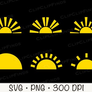 Sunshine, Sun, Sunset, Sunrise, Half Sun, SVG, PNG, Clip Art, Instant ...