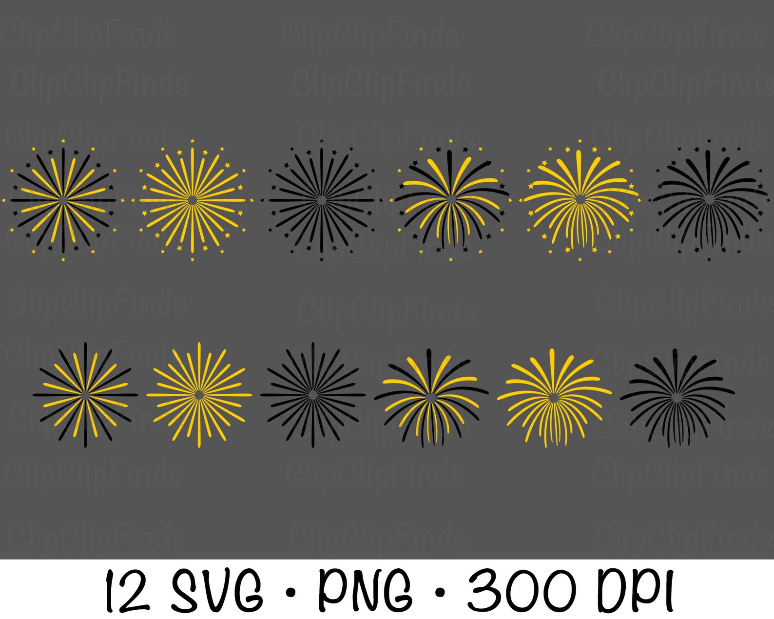 Fireworks Black and Yellow Bundle SVG Vector Cut File and - Etsy