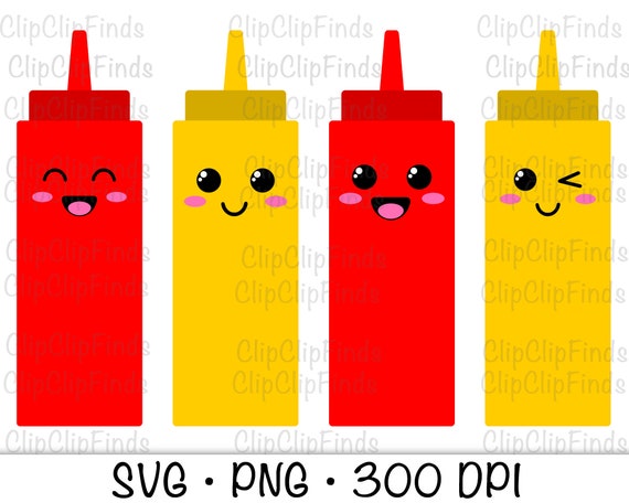 Kawaii Ketchup and Mustard Cute Face Ketchup and Mustard - Etsy