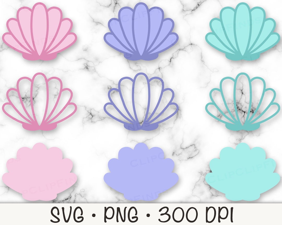 Seashell SVG, Seashell Outline, Solid Seashell, Cute Pastel Seashells ...