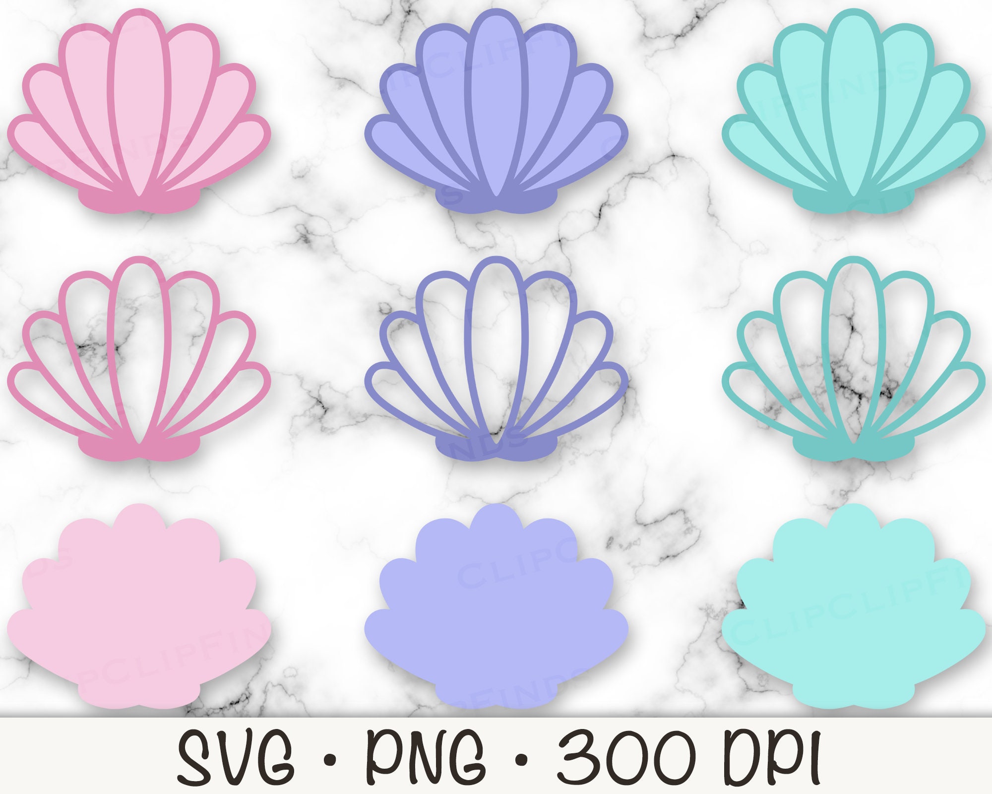Seashell SVG, Seashell Outline, Solid Seashell, Cute Pastel Seashells ...