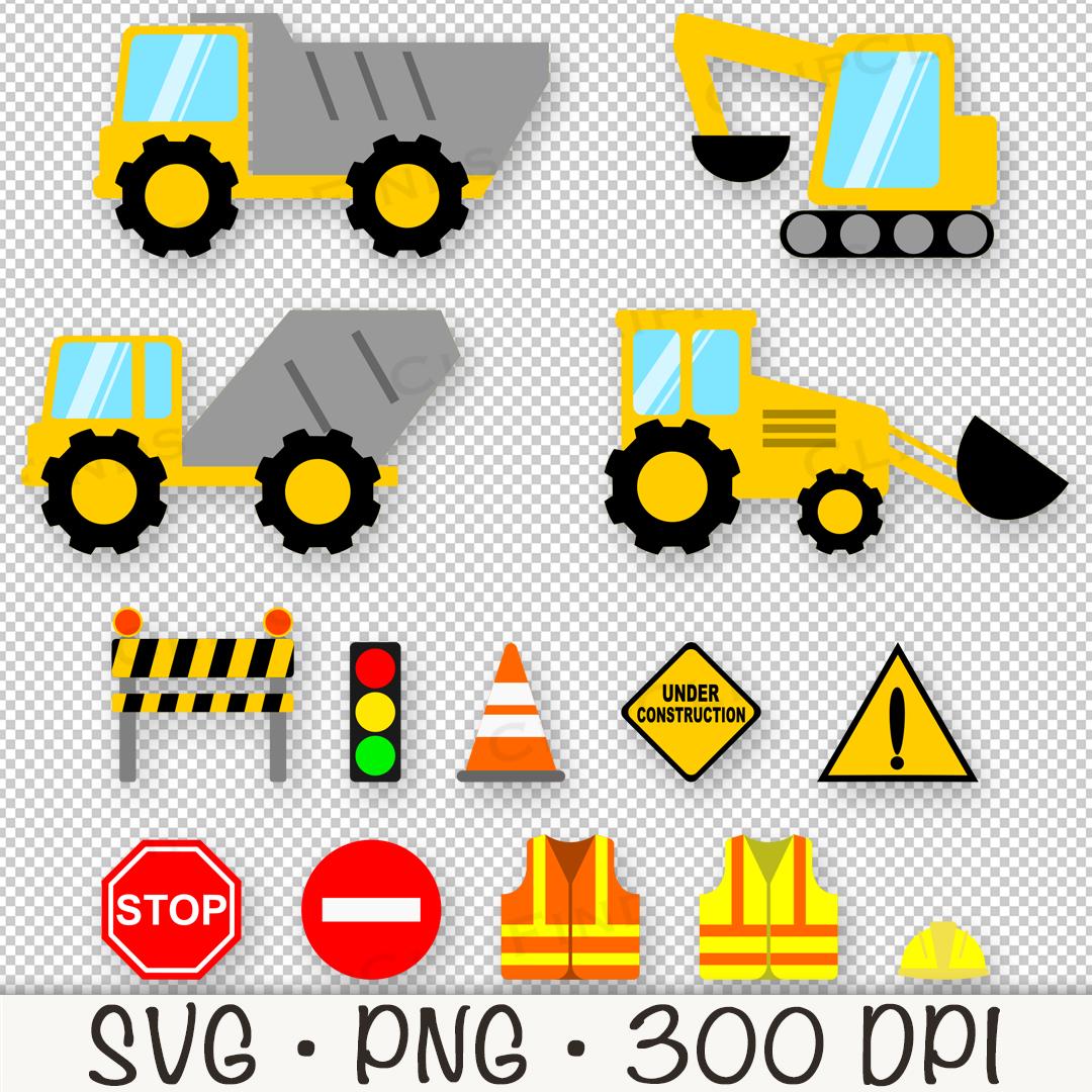 Construction Trucks Clipart: Dump Truck, Excavator, PNG, SVG (digital ...