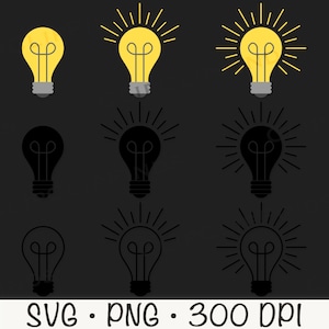 Light Bulb SVG, Light Bulb PNG, Light Bulb Clipart, Light Bulb Bundle ...
