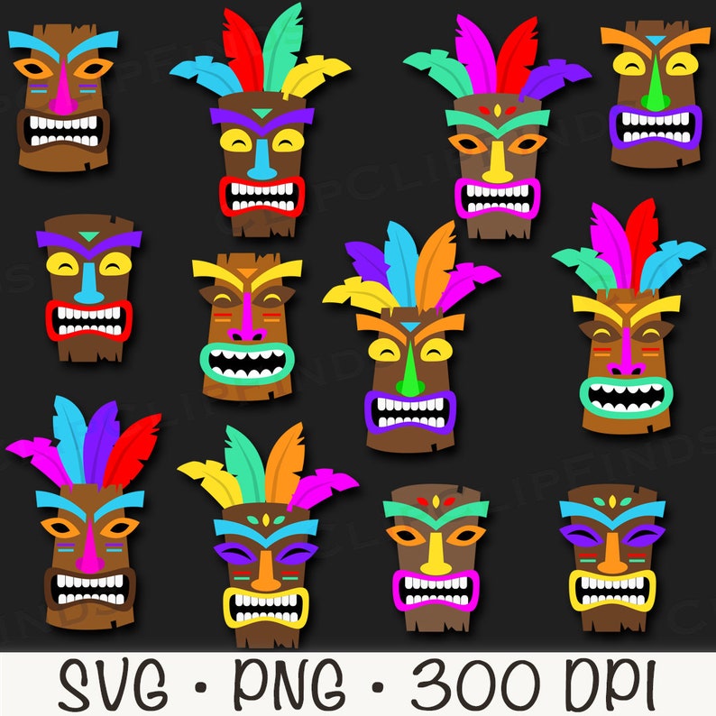 Tiki God Mask SVG, Tiki Mask Clipart, Tiki Statue, Hawaii, Luau, Tribal ...