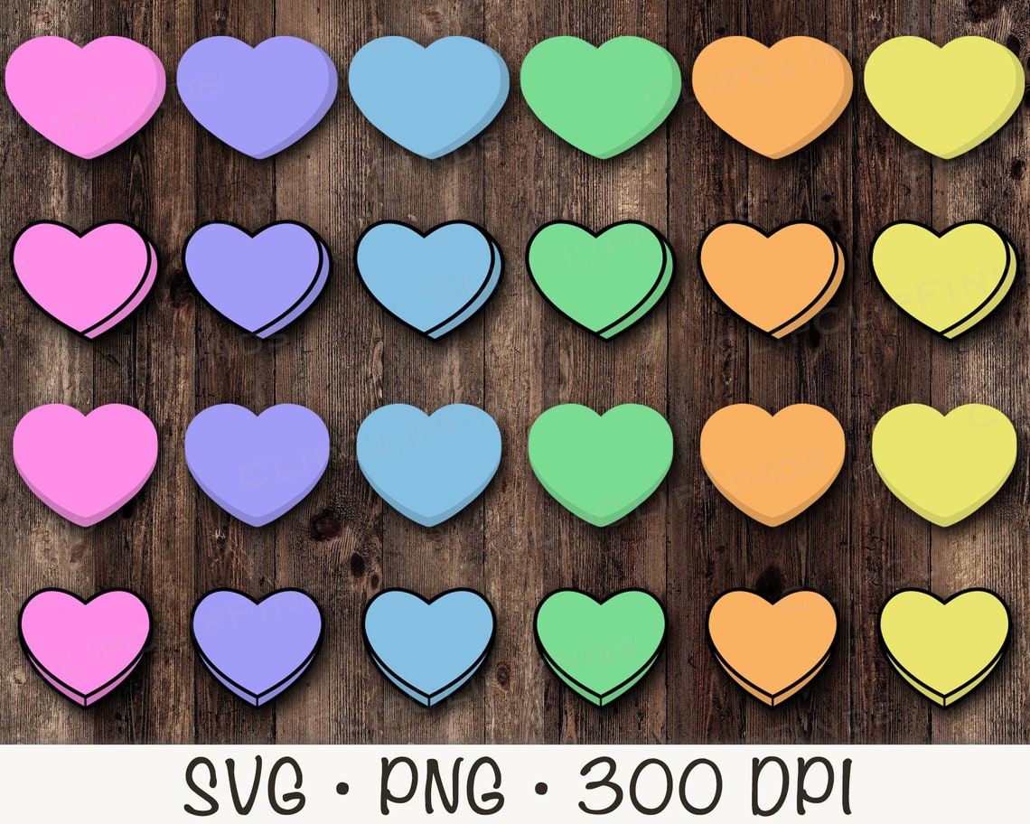 Blank Conversation Hearts SVG Valentine's Day Candy - Etsy