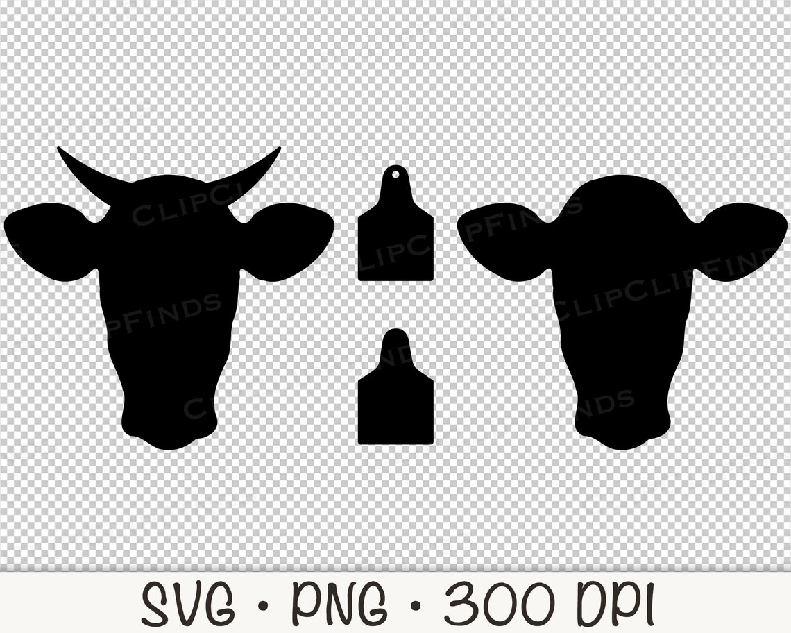 Cow Head With Tag SVG PNG: Bull Horn Clipart (digital Download) - Etsy