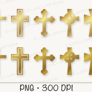 Gold Cross PNG, Gold Cross Clipart, Gold Crosses Overlay Bundle Pack ...