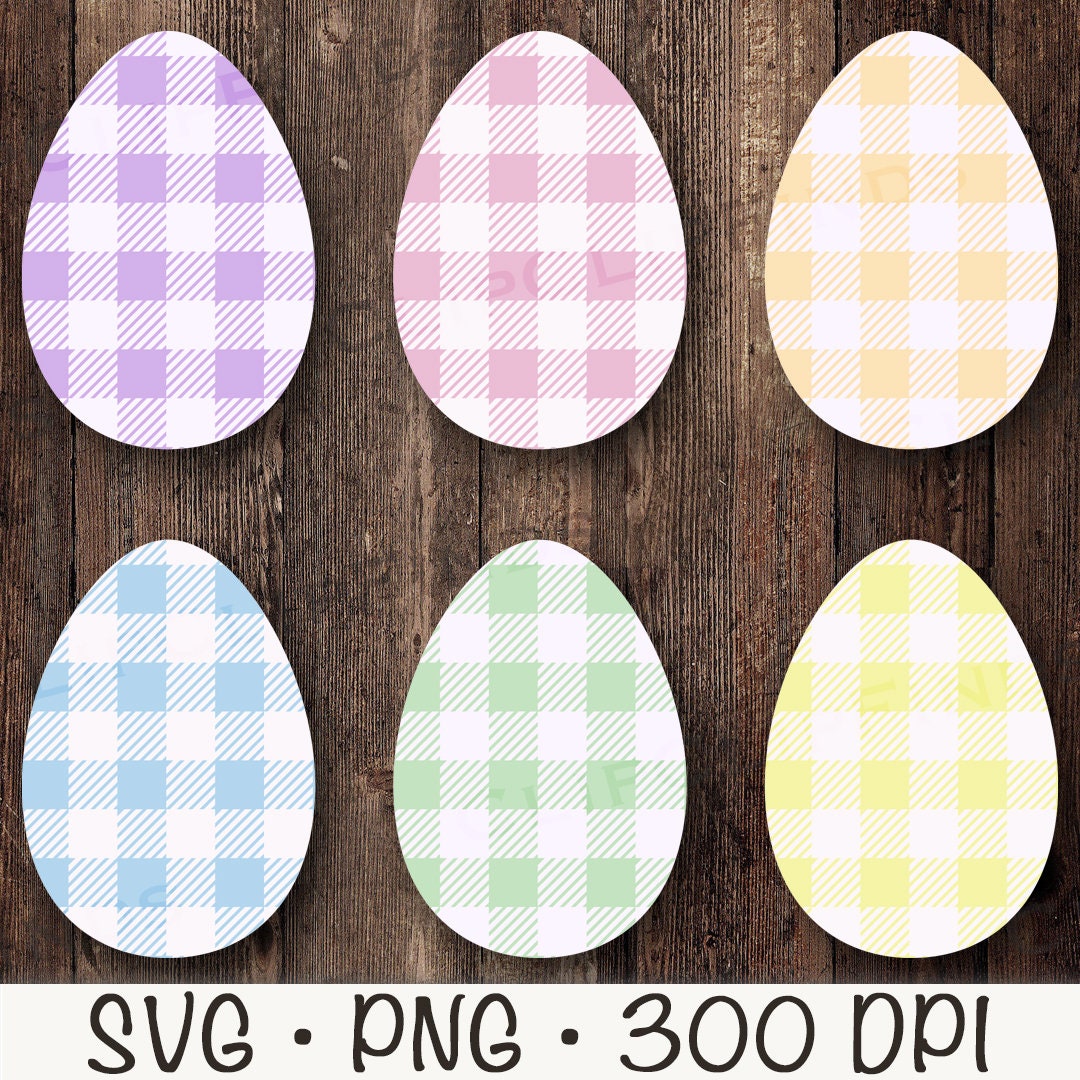 Pastel Easter Eggs Clipart, Buffalo Plaid Easter Eggs, PNG, SVG, Cute ...