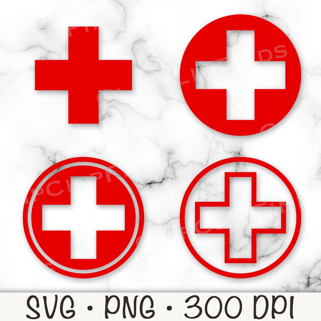 Red Cross SVG, First Aid Sign PNG, Circle Frame, Outline, Clipart ...