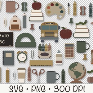 School SVG Bundle, Back to School Clip Art, Neutral Colors, School ...