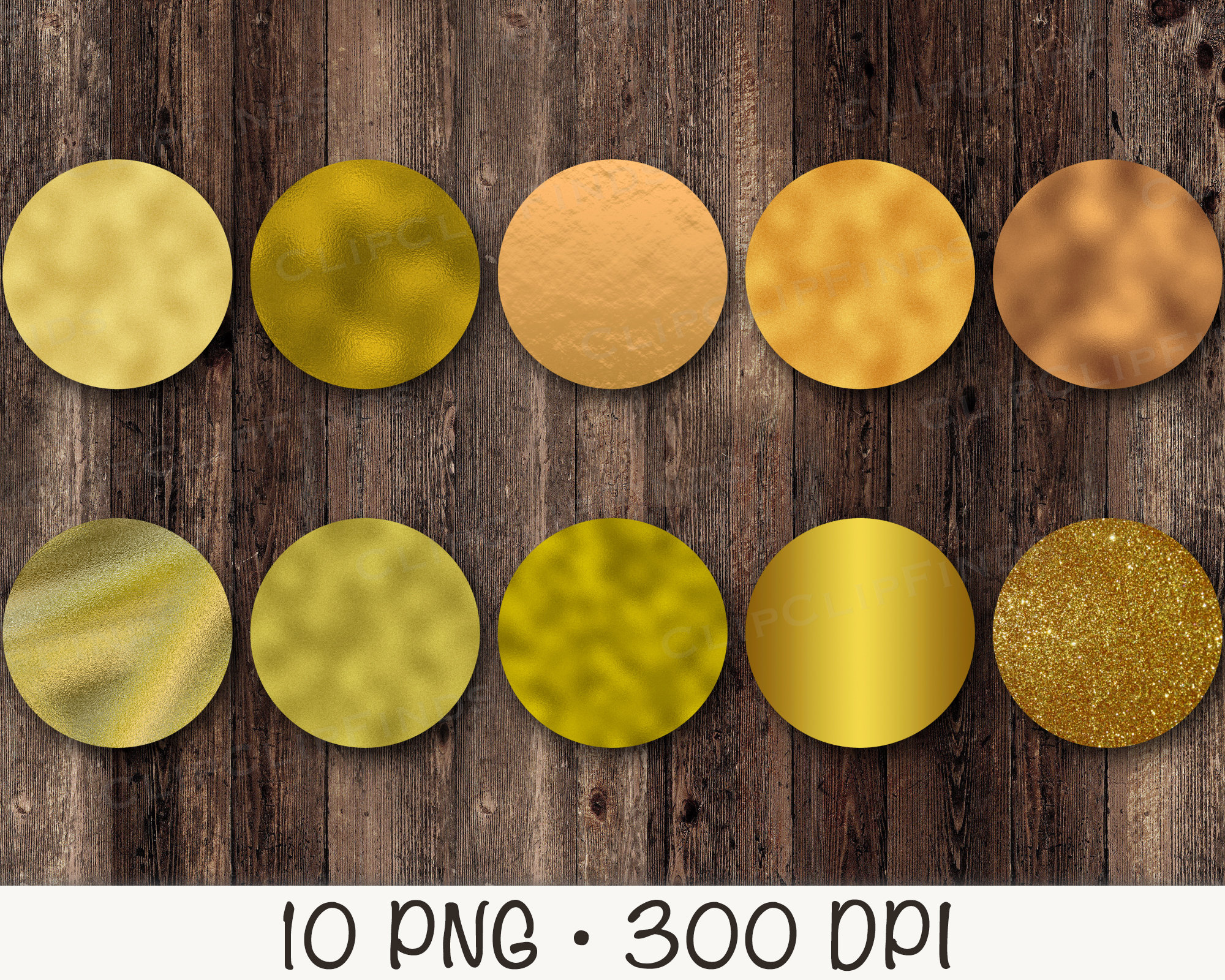 Gold Circles Clipart PNG Circles Gold Textured Circles Gold - Etsy