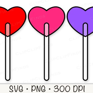 Valentine's Day Lollipop, Heart Lollipops, SVG, PNG, Clipart, Instant ...