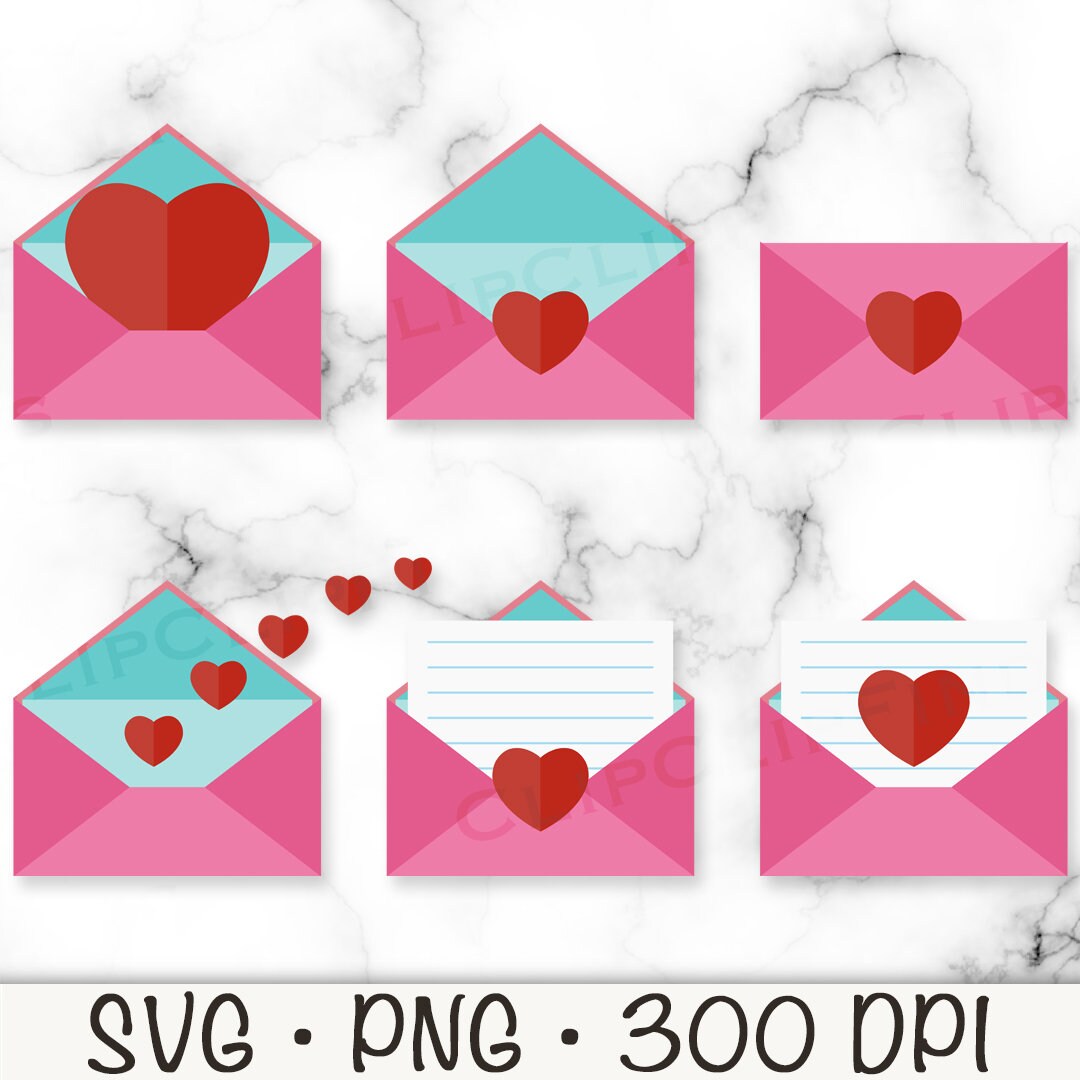 Valentine's Day Envelopes Clipart, Love Letters SVG, Cute Pink ...