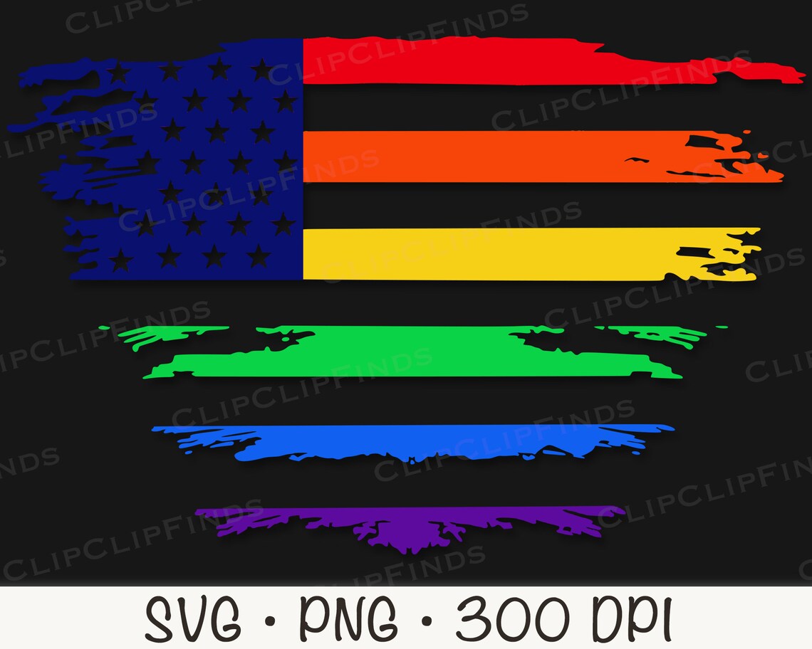 LGBTQ Pride Distressed American Flag SVG Vector Cut File and - Etsy