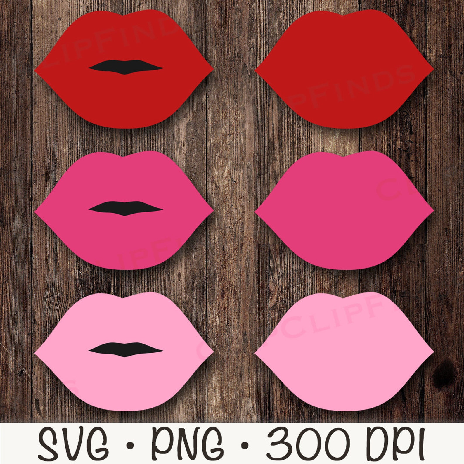 Lips SVG Bundle Pack, Lips PNG Clip Art, Pink Lips, Red Lips, Kiss PNG ...
