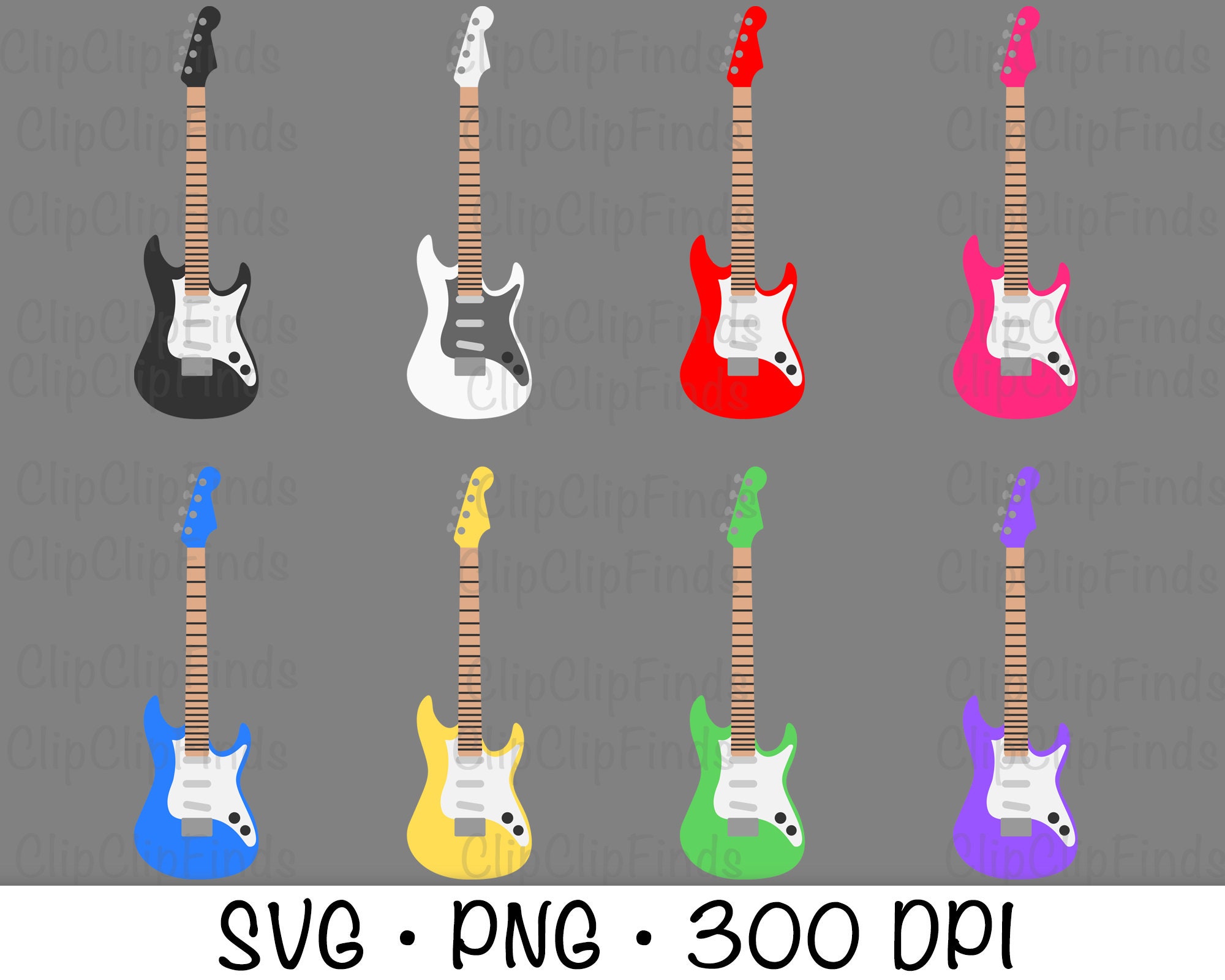 Electric Guitar SVG Electric Guitar Clip Art Bundle Pack - Etsy