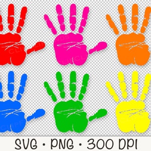 Hand Print SVG, Colorful Handprint Bundle Pack PNG, Painted Hands ...