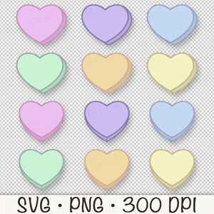 Blank Conversation Hearts SVG, Valentine's Day Candy Hearts, PNG ...