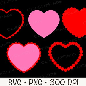 Scalloped Heart SVG, Valentine's Day Bundle, Vector Cut File and PNG ...