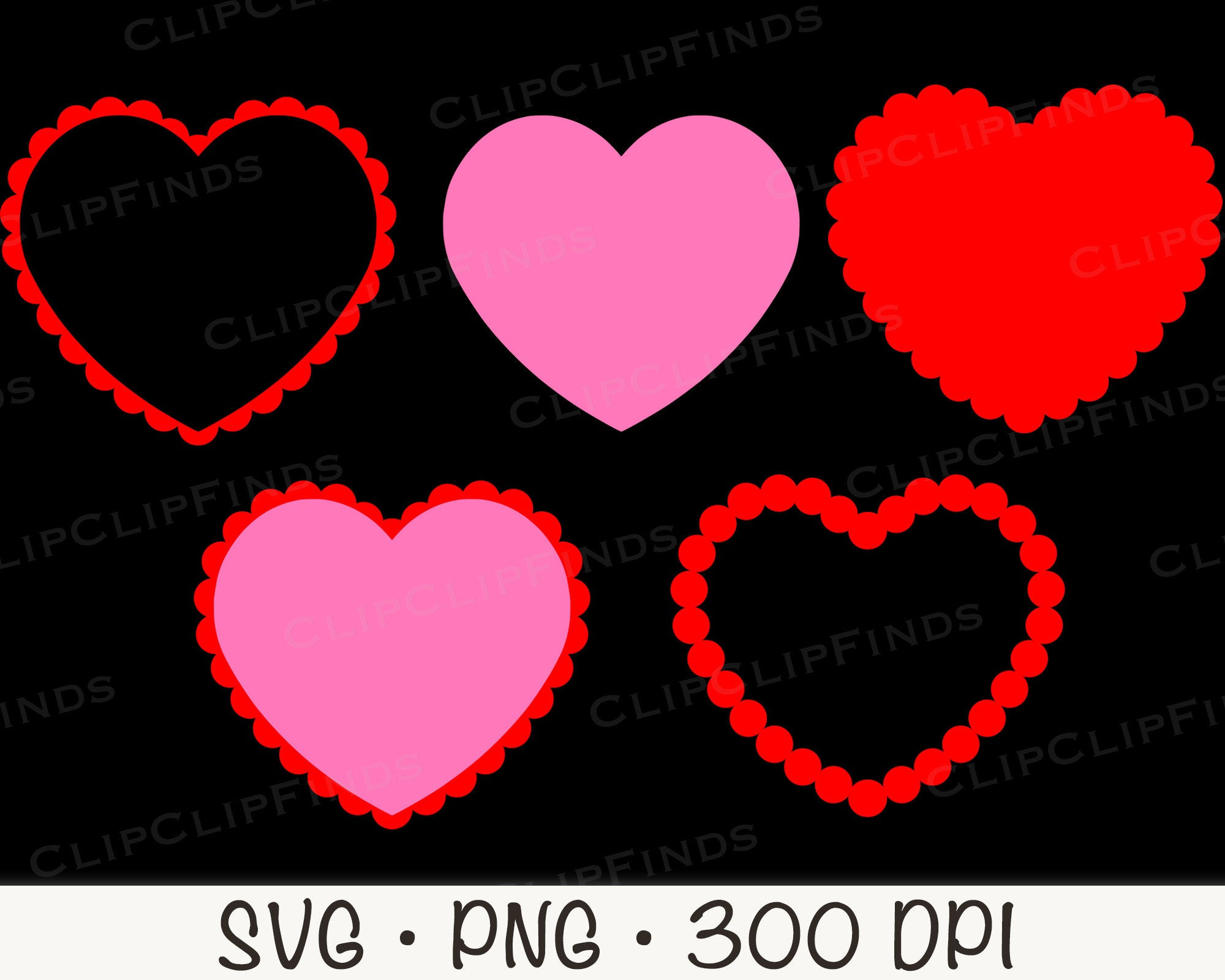 Scalloped Heart SVG Valentine's Day Bundle Vector Cut - Etsy