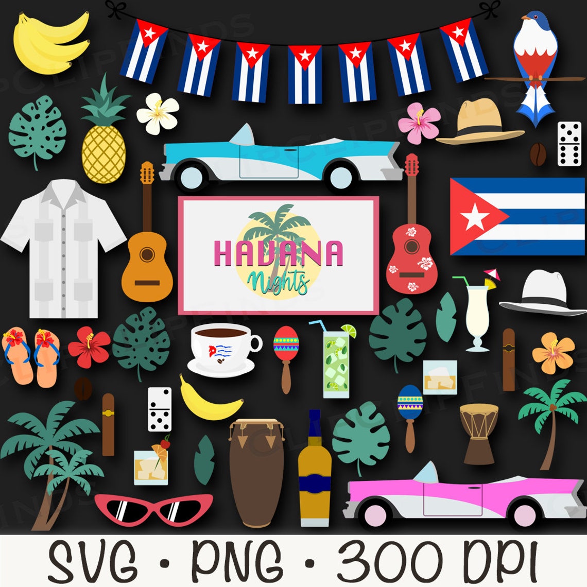 Cuban Clipart, Cuba SVG, PNG, Instant Digital Download - Etsy