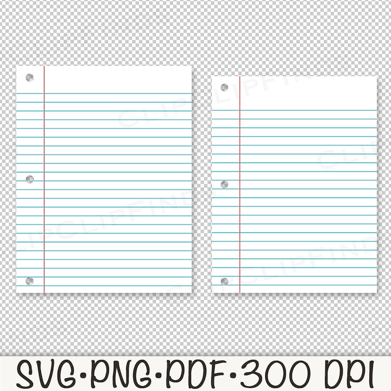 Lined Notebook Paper SVG, Loose Leaf Paper PNG, Lined Paper PDF, School ...