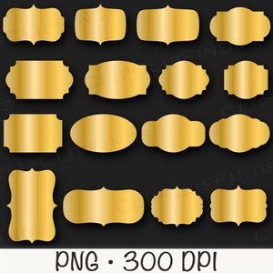 Gold Label Frames PNG, Digital Gold Label Graphics, Gold Tags Clipart ...