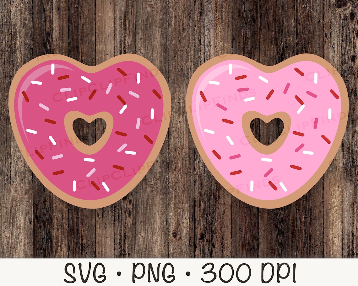 Heart Donuts SVG Heart-shaped Donuts Clipart Pink Donuts - Etsy