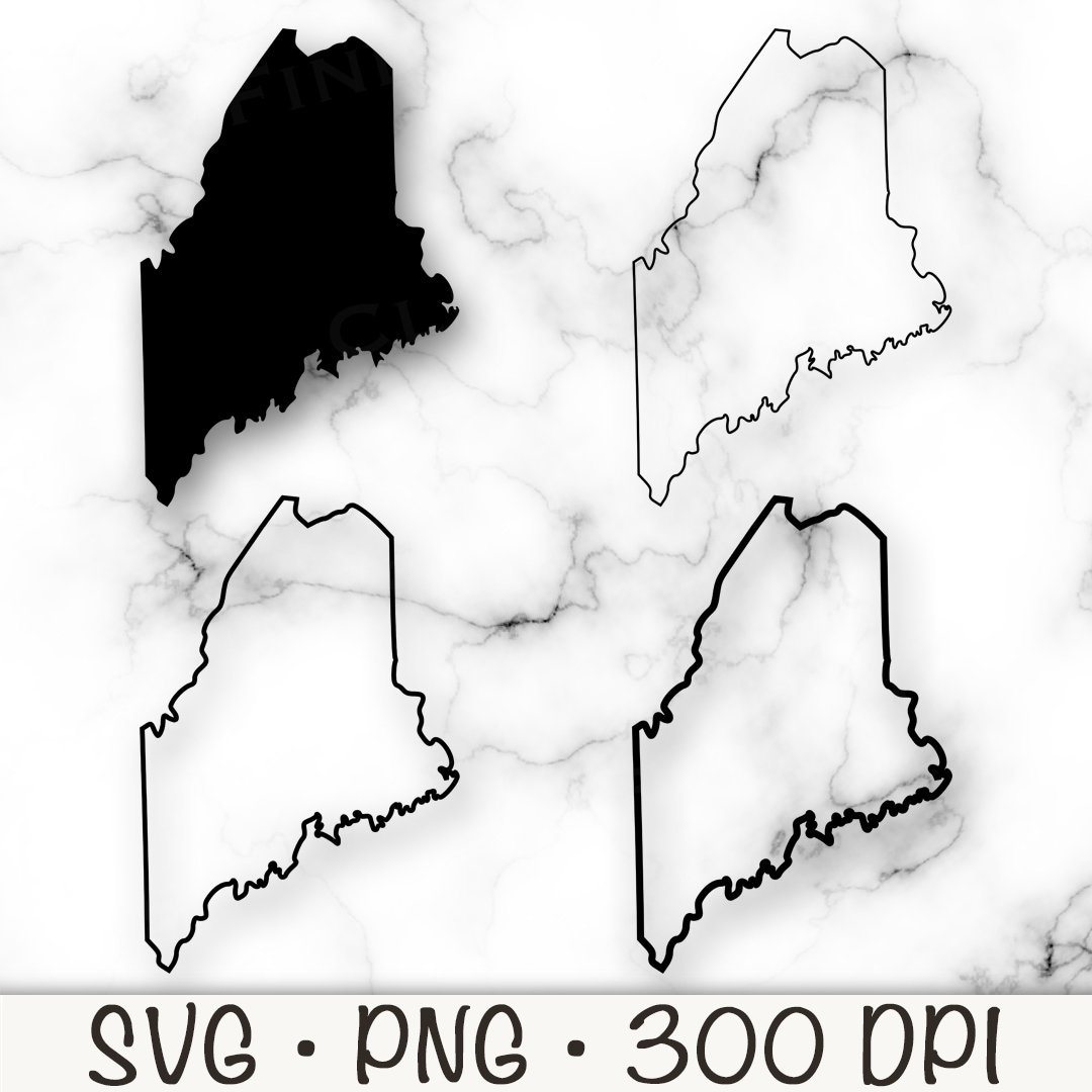 Maine Map SVG, State of Maine PNG, Maine Map Silhouette, Maine Map ...