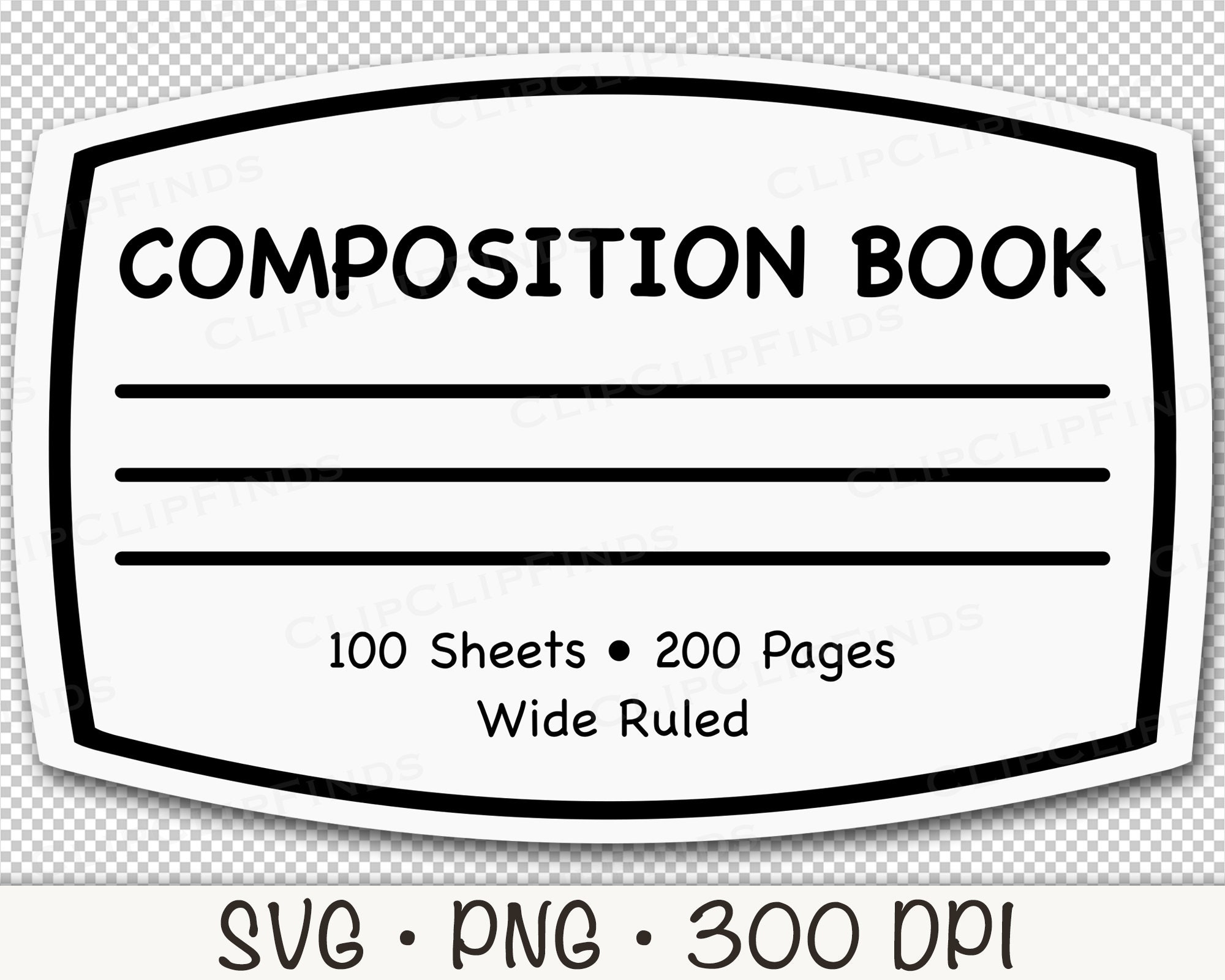 Composition Notebook Label SVG PNG Instant Digital Download - Etsy