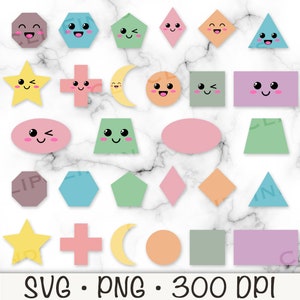Basic Shapes SVG, Cute Shapes SVG, Kawaii Shapes PNG, Shapes Clipart ...