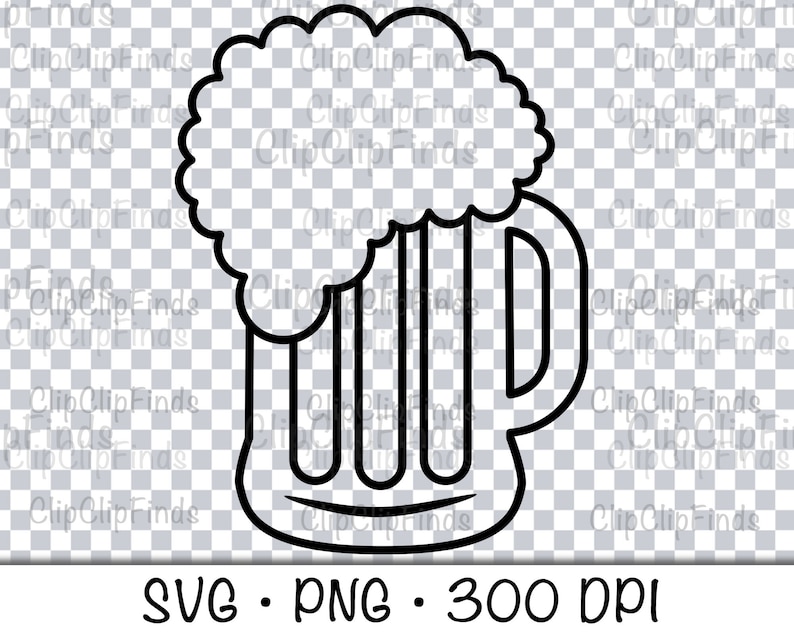 Beer Mug Outline SVG Vector Cut File and PNG Transparent - Etsy