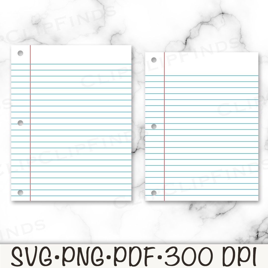 Lined Notebook Paper SVG, Loos Leaf Paper PNG, Lined Paper PDF, School ...