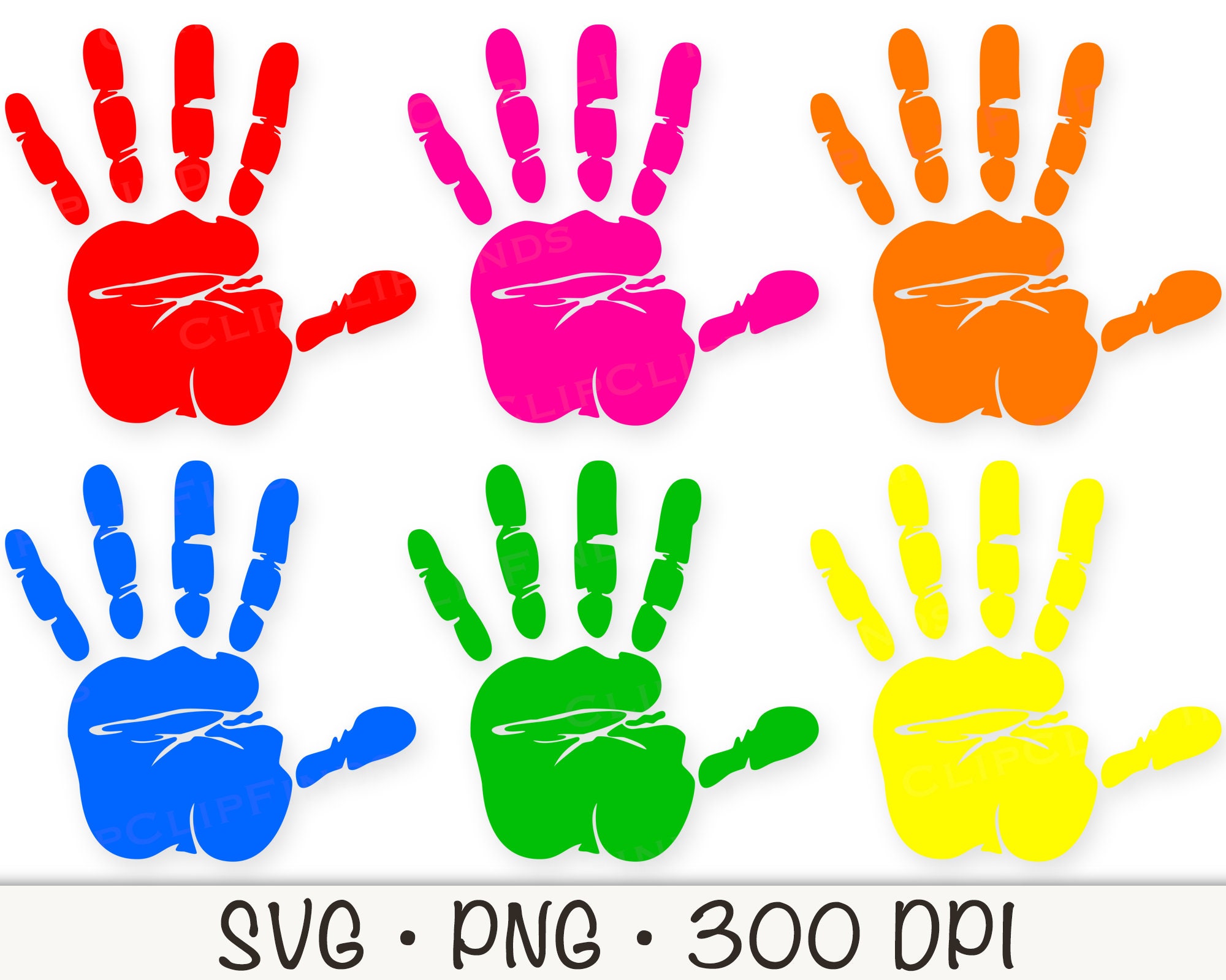 Hand Print SVG Colorful Handprint Bundle Pack PNG Painted - Etsy Australia