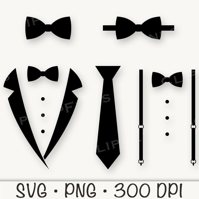 Tuxedo SVG Bundle: Bowtie, Suspender, Tie Clipart (digital Download) - Etsy
