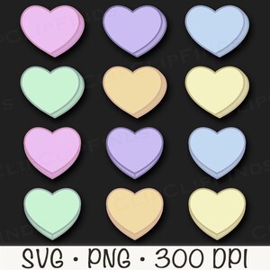 Blank Conversation Hearts SVG, Valentine's Day Candy Hearts, PNG ...