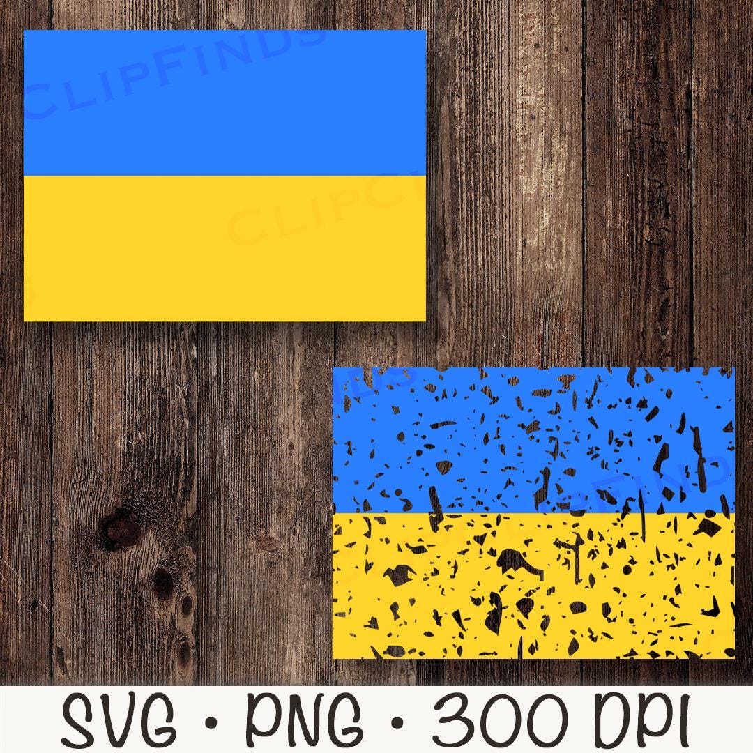 Ukrainian Flag SVG, Distressed Ukraine Flag PNG, Bundle, Vector Cut ...