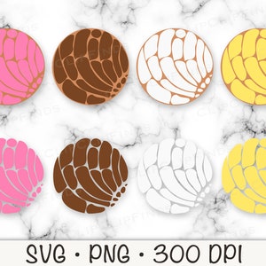 Concha, Pan Dulce, Mexican Sweet Bread SVG Vector Cut File and PNG ...