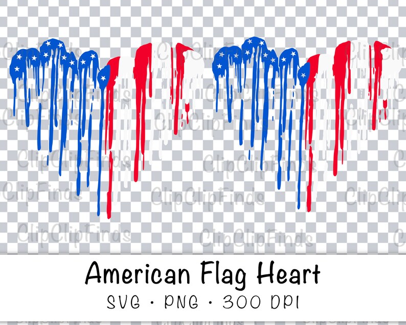 Patriotic American Flag Heart Paint Drip SVG Vector Cut File - Etsy