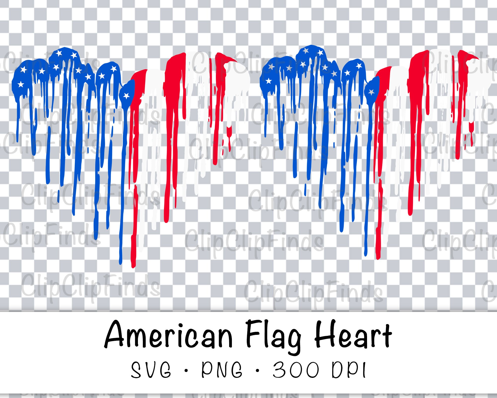 Patriotic American Flag Heart Paint Drip SVG Vector Cut File | Etsy