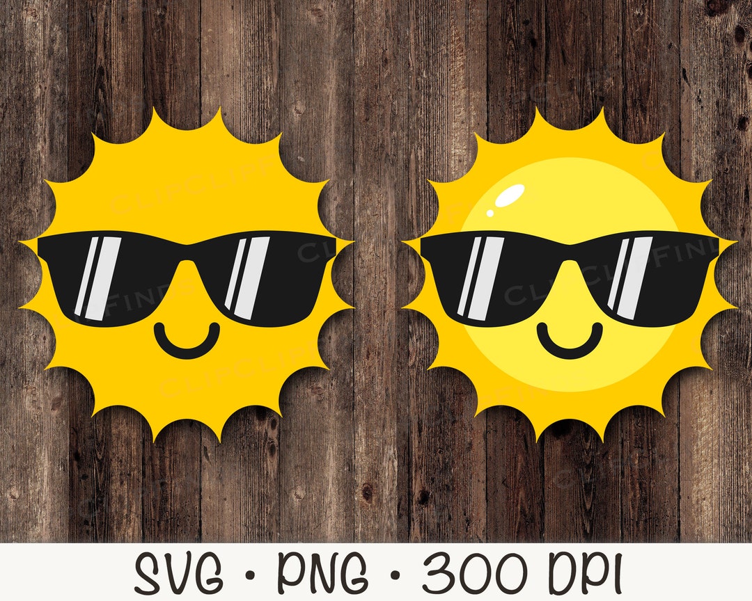 Cute Kid's Sun With Sunglasses SVG, Sun With Face PNG, Sun Clipart ...