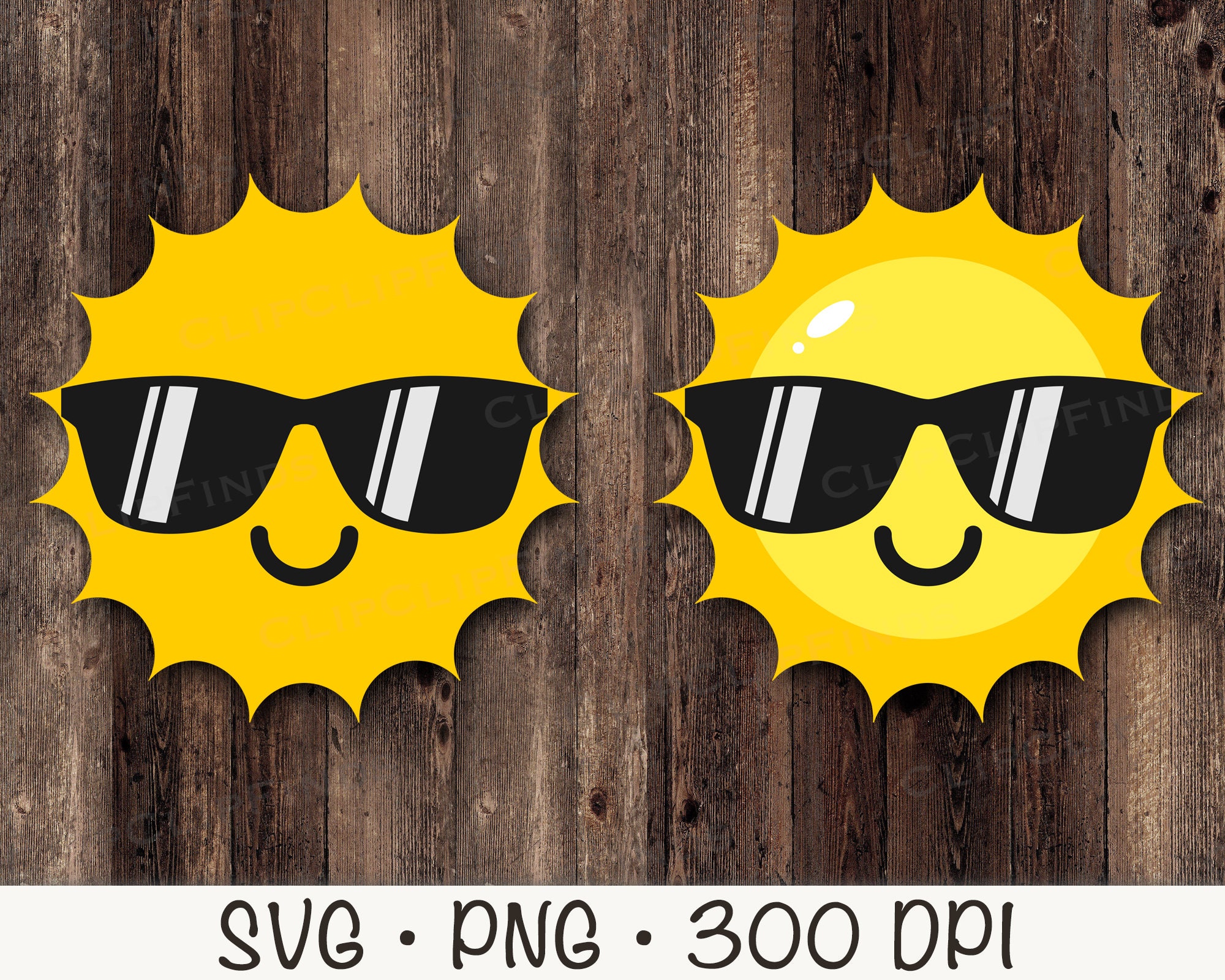 Cute Kid's Sun With Sunglasses SVG, Sun With Face PNG, Sun Clipart ...