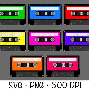 80's Retro Cassette Tapes Neon Colorfull SVG PNG Clip - Etsy