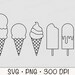 Ice Cream Doodle Outline Bundle, Double Scoop, Popsicle, SVG Vector Cut ...