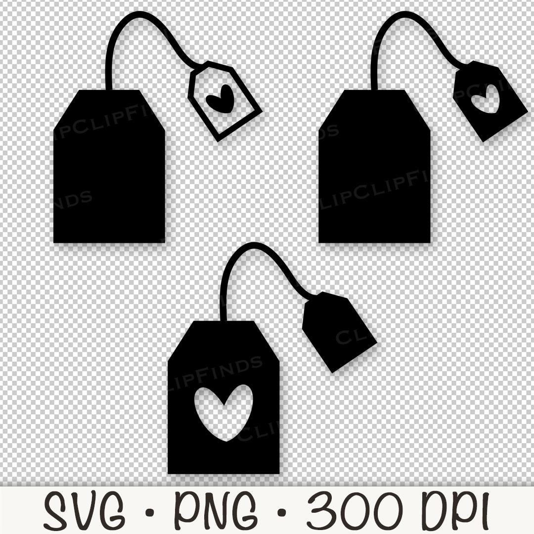 Tea Bag With Heart SVG, Tea Bag PNG, Tea Bag Silhouette Shape, Tea Bag ...