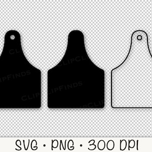 Cow Tag SVG, Cow Tag Outline, Cow Tag PNG, Cow Tag Silhouette, Instant ...