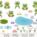 Frog SVG, Frogs Clipart, Cute Frogs, Frogs PNG, Cute Frog Bundle, Pond ...