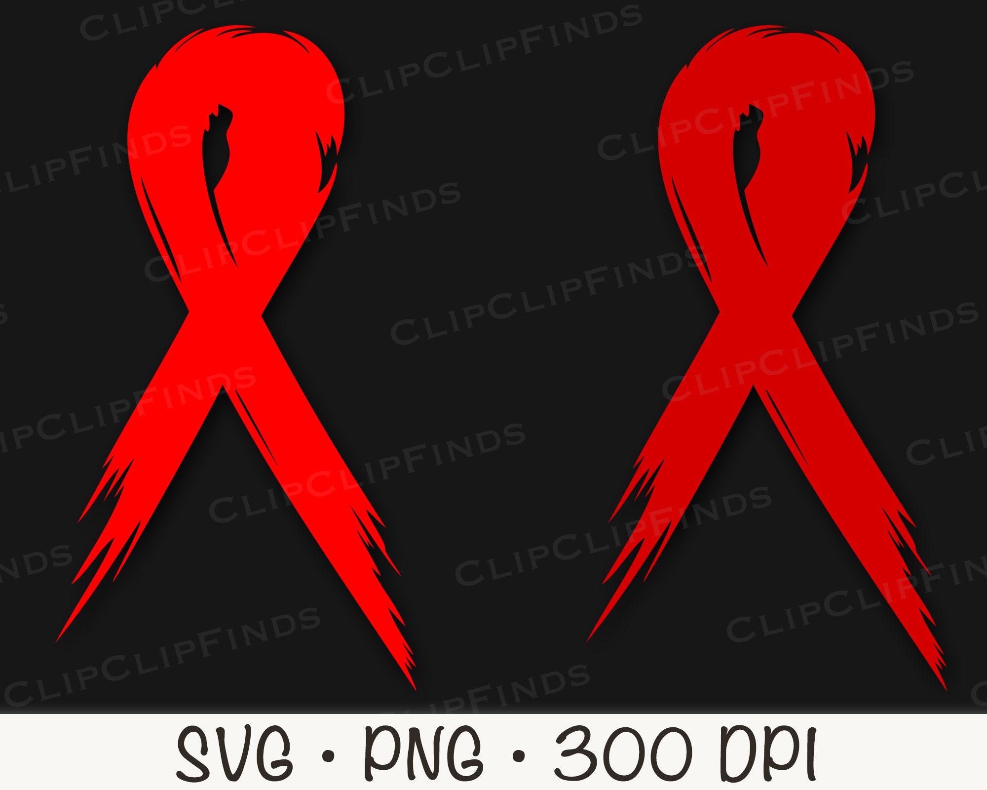 Distressed Red Ribbon SVG: Awareness Clipart (digital Download) - Etsy