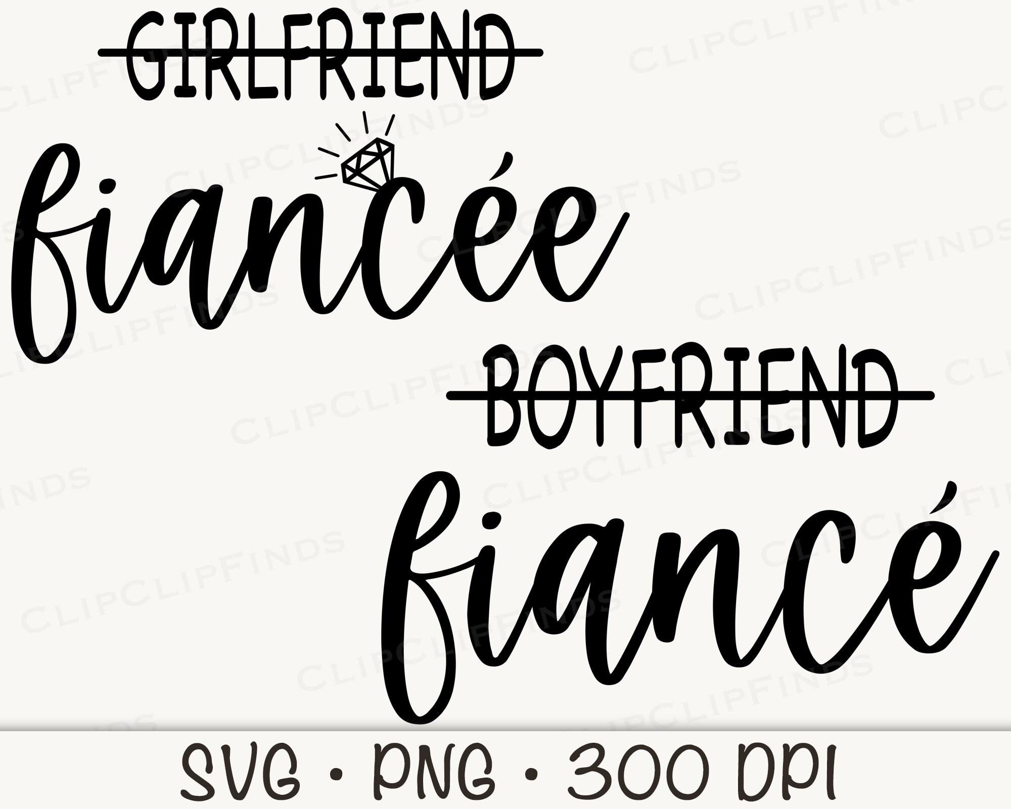 Girlfriend Fiancee Boyfriend Fiance Newly Engaged SVG - Etsy